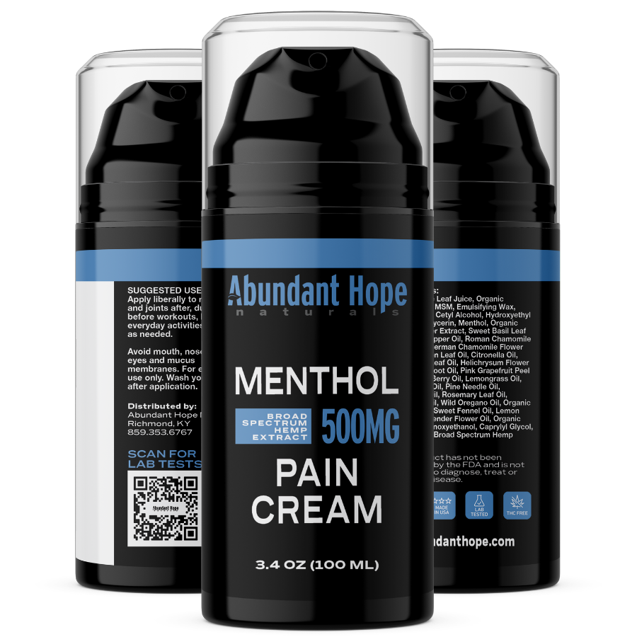 CBD Menthol Pain Cream | Free Shipping | Abundant Hope Naturals ...